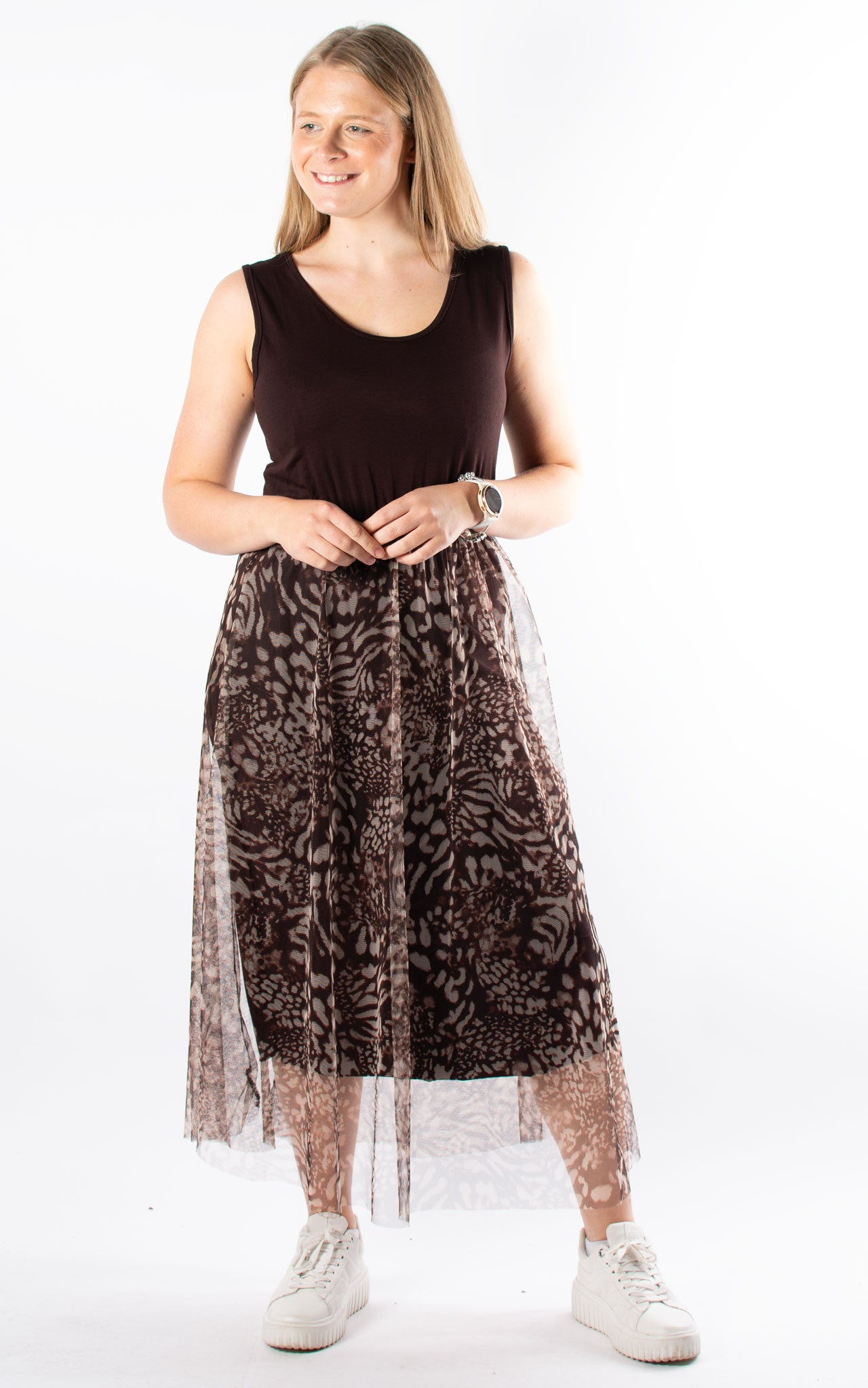 Carina Mesh Net Dress | Chocolate – Room Lytham