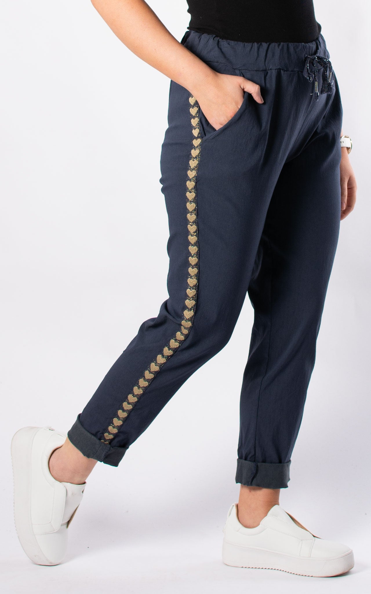 Hearts Strap Magic Jogger | Navy – Room Lytham