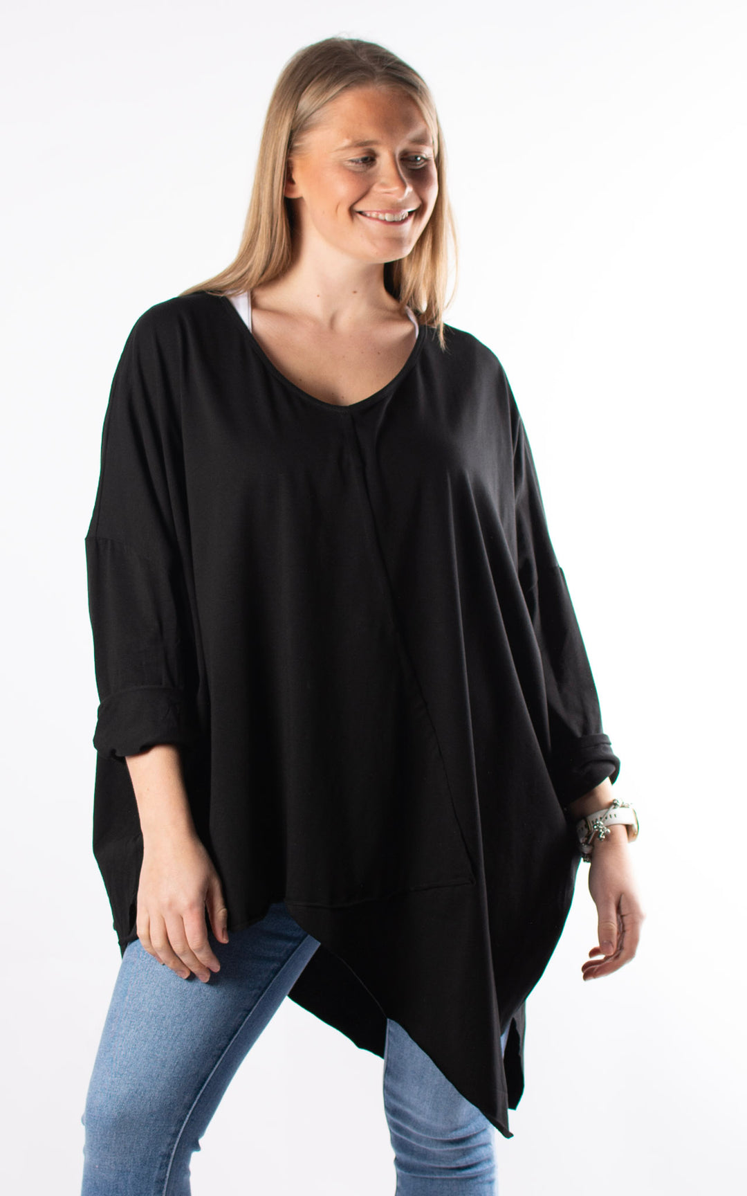 Kirsten Long Line Top | Black – Room Lytham