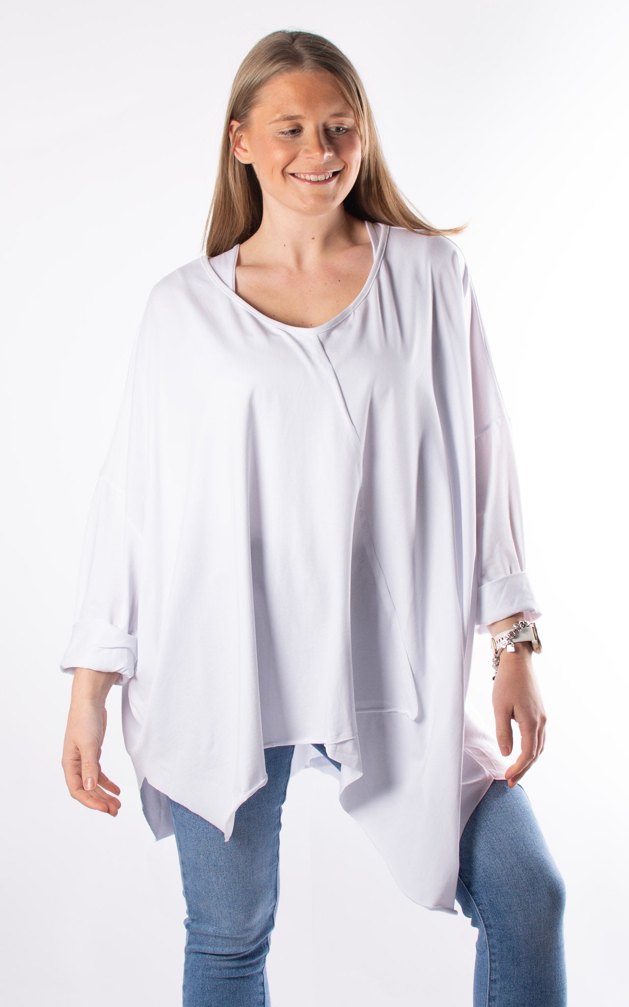 Kirsten Long Line Top | White – Room Lytham