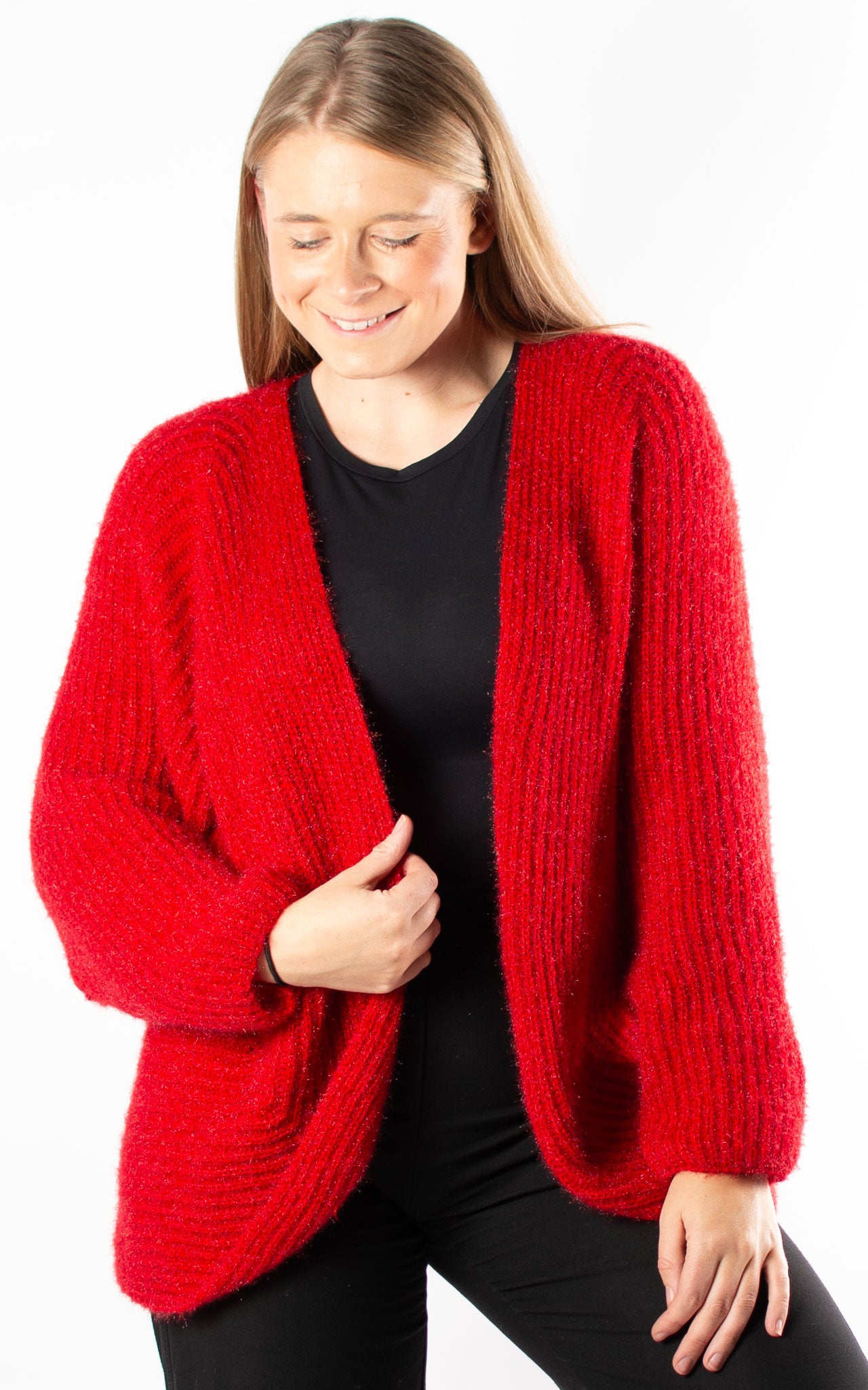 Open Knit Cardi | Red – Room Lytham